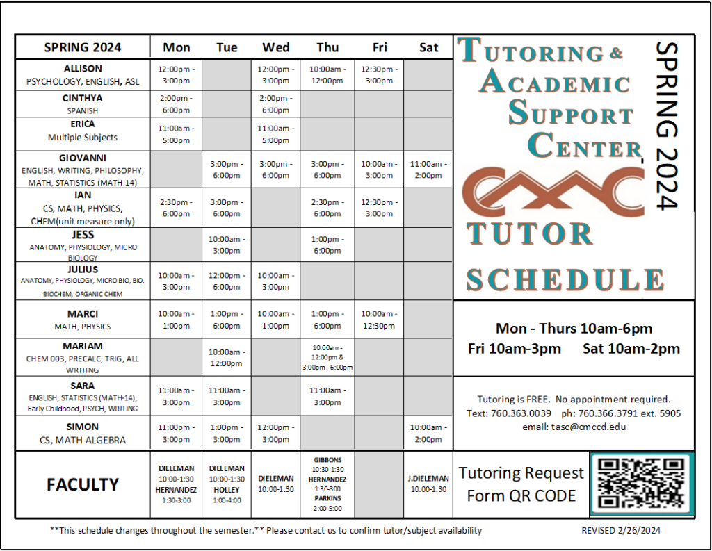 Tutoring & Academic Support Center (TASC) - Copper Mountain College
