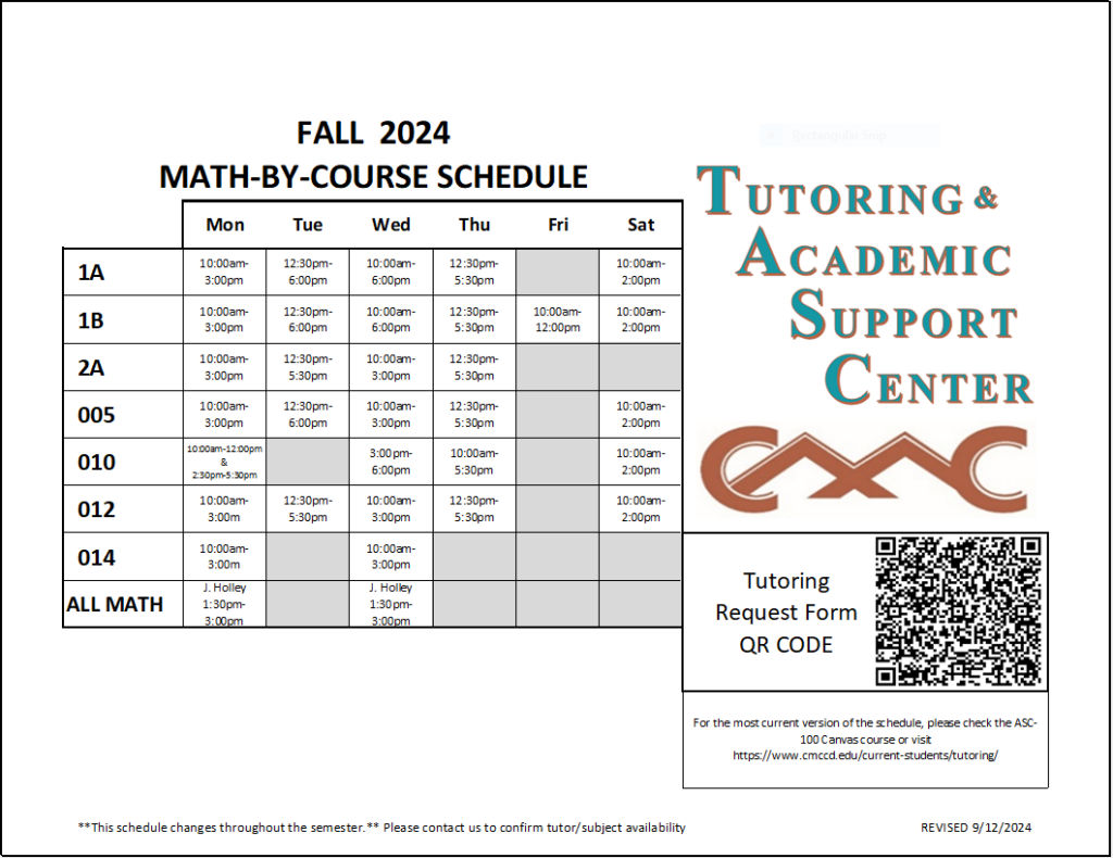 Tutoring & Academic Support Center (TASC) - Copper Mountain College