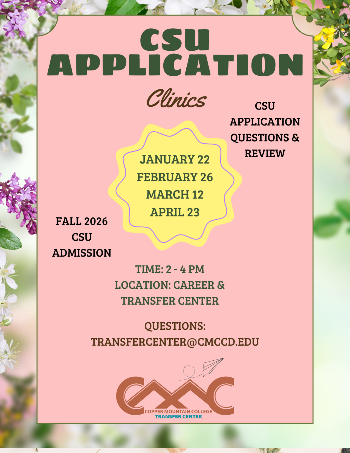 Transfer Thursday: CSU Application Clinic - Copper Mountain College
